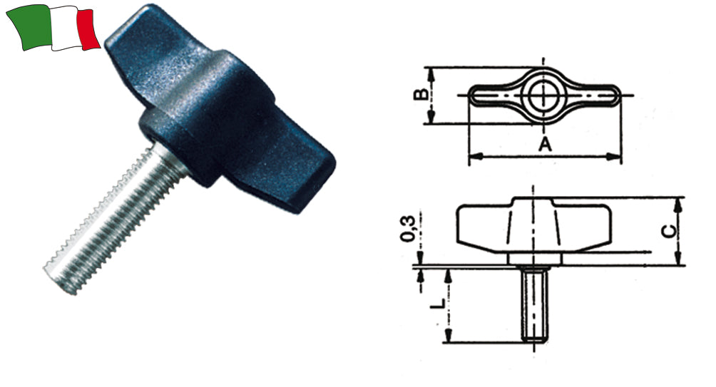 Wing Bolt Black Plastic Coated – Gib Yachts Chandlery